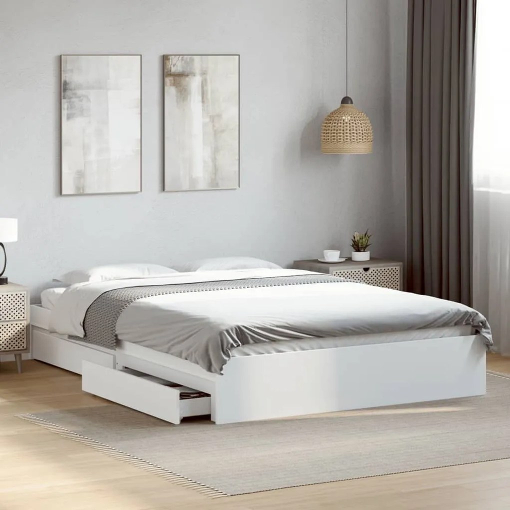 Rám postele se zásuvkami bílý 160 x 200 cm kompozitní dřevo 3280643
