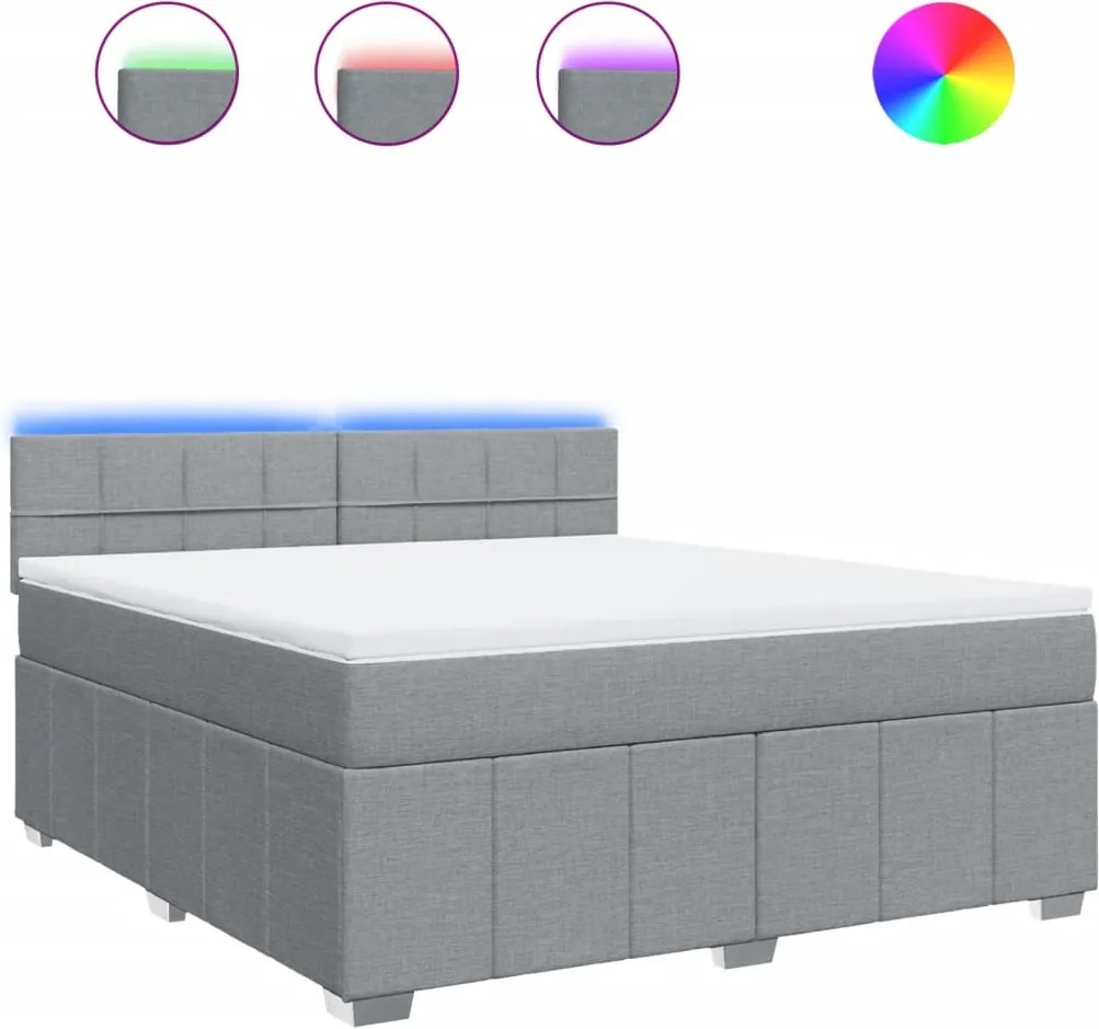 Box spring postel s matrací světle šedá 180 x 200 cm textil 3289447
