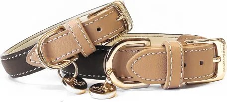 MILK&PEPPER Obojek pro psy Vendome Deluxe Marron/Camel Velikost: 25x1,5 cm