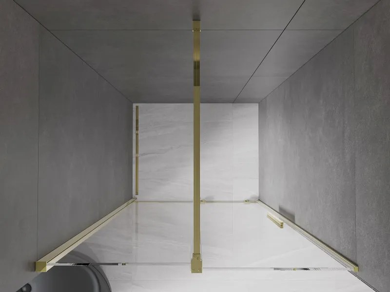 Mexen Velar, posuvné dveře do otvoru 120x200 cm, 8mm čiré sklo, zlatá lesklá, 871-120-000-01-50