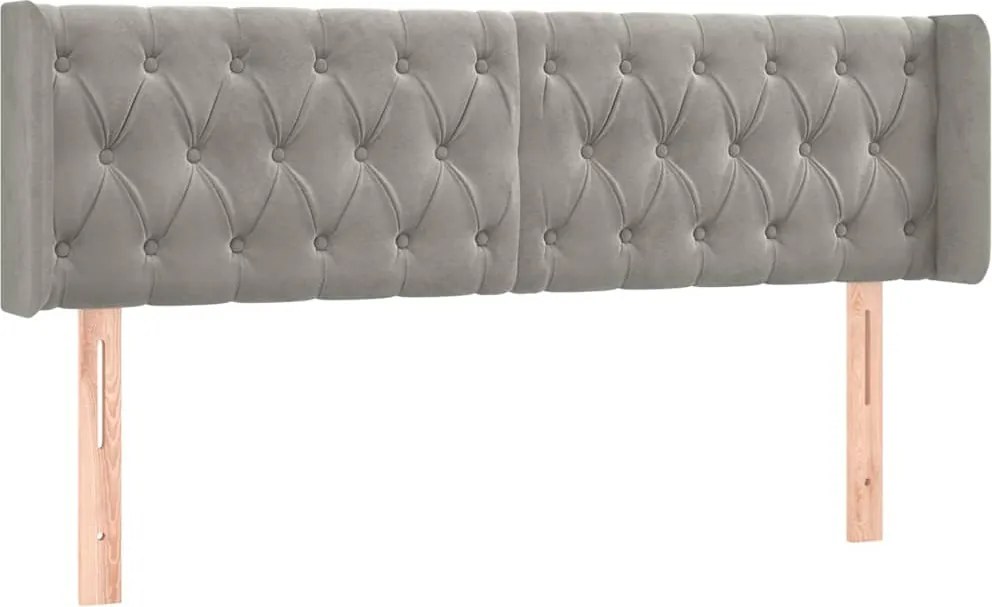 Čelo postele typu ušák světle šedé 163x16x78/88 cm samet 3119158