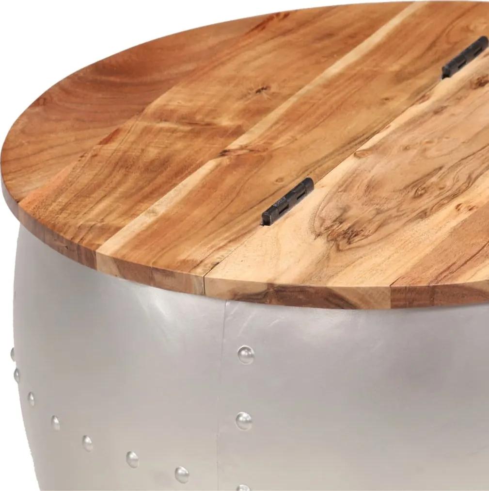 vidaXL Konferenční stolek kulatý 53 x 43 cm masivní mangovníkové dřevo [287485] Barva: Stříbrná