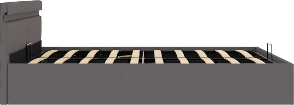 Rám postele LED s úložným prostorem šedý umělá kůže 160x200 cm 285556