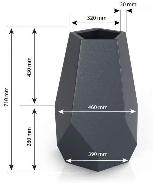 Zahradní květináč BARI 71 cm antracitový