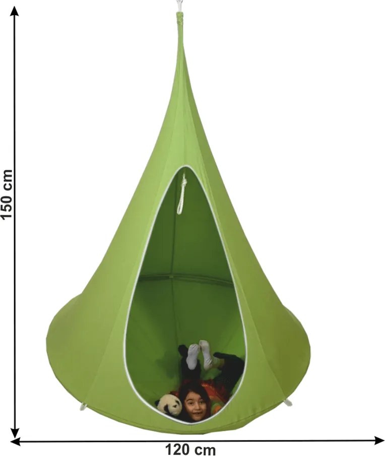 Závěsné houpací křeslo, zelená, KLORIN NEW KIDS CACOON HAMMOCK
