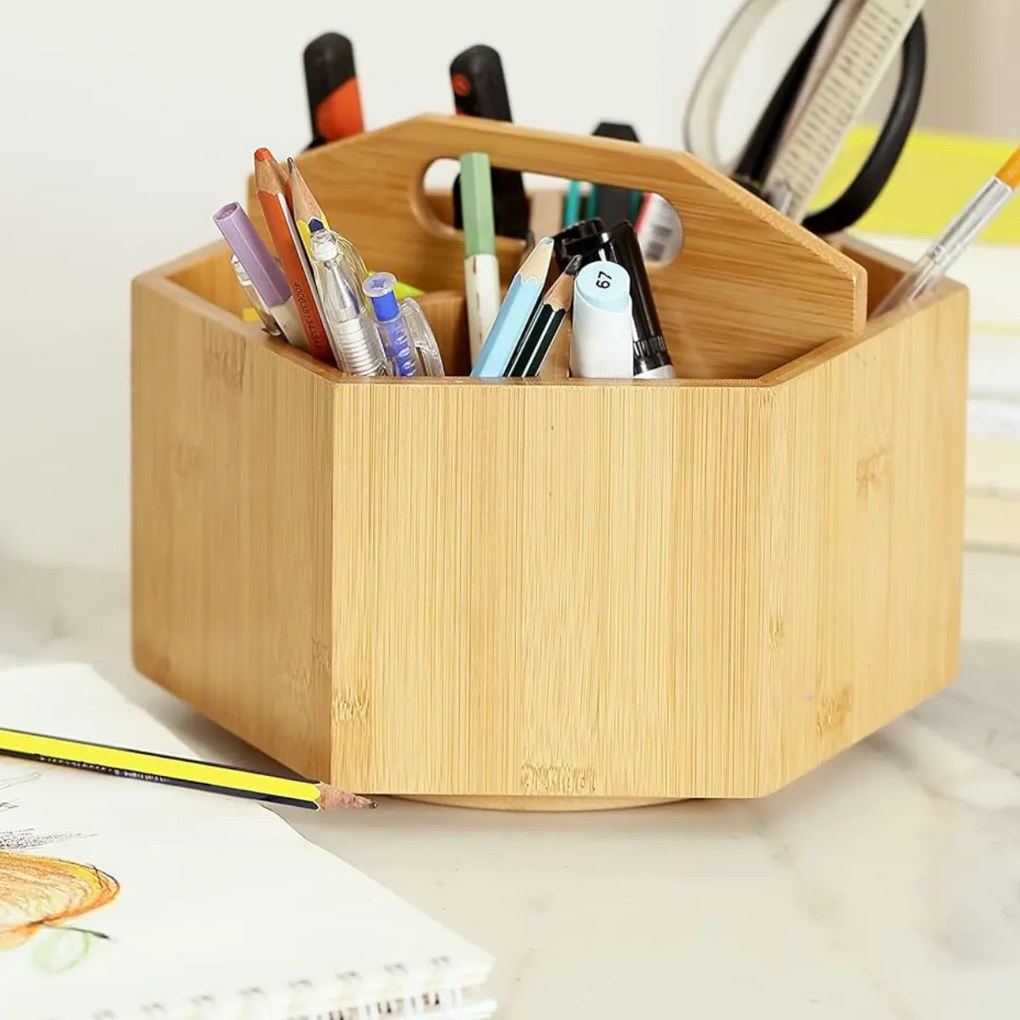 5Five® Otočný bambusový organizér s přepážkami, ROTA, pr. 22 x 12,5 cm