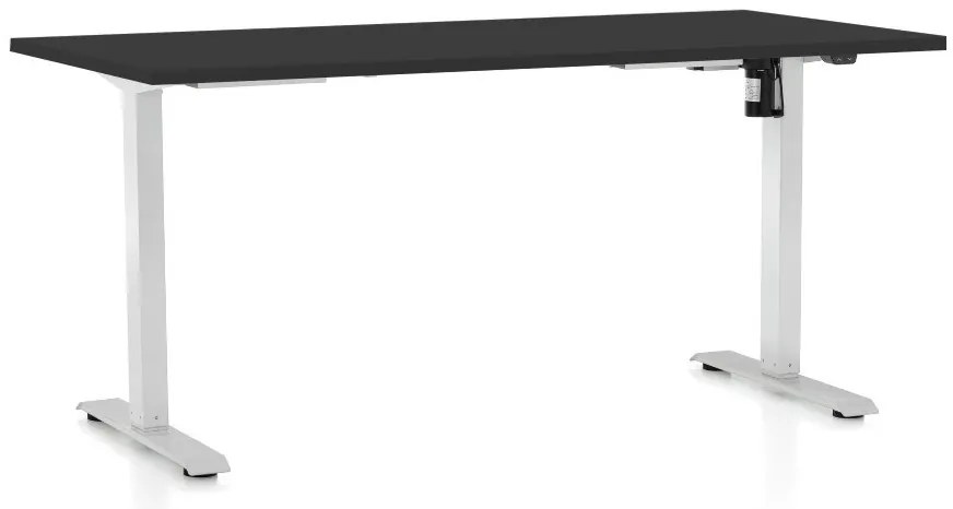 Výškově nastavitelný stůl OfficeTech A, 160 x 80 cm - bílá podnož Barva: Třešeň