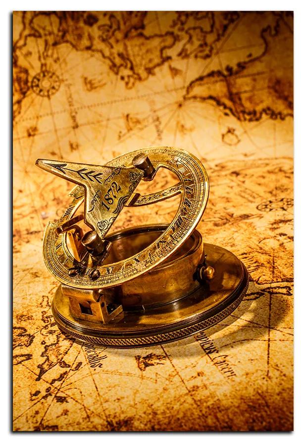 Obraz na plátně - Kompas na mapě antického světa - obdélník 7999A (100x70 cm)