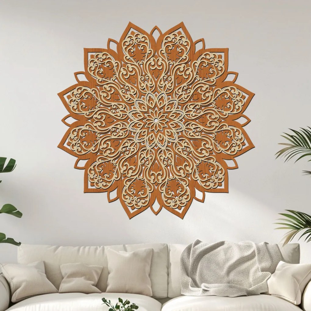 dřevo života 2 vrstvá mandala ROZKVĚTU Rozměry šxv (cm): 60x60, Zvolte barevný dekor: dub zlatý-černá