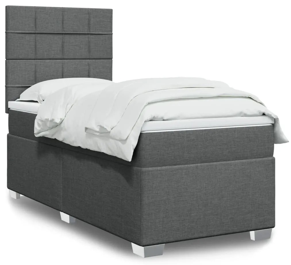 Box spring postel s matrací tmavě šedá 100 x 200 cm textil 3290400