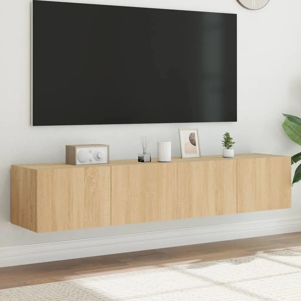 vidaXL Nástěnné TV skříňky s LED osvětlením 2 ks 80 x 35 x 31 cm [837288] Barva: dub sonoma