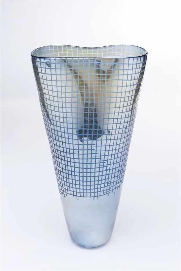 Skleněná modrá váza Kare Design Luster, výška 48 cm