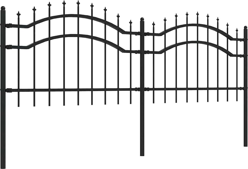 Zahradní plot Woerden s kopím nahoře černý 240 x 75 cm ocelový 151079