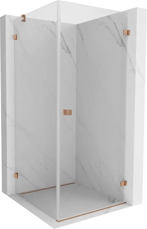 Mexen Lunar-B, pravostranný výklopný sprchový kout 80 x 80 cm, 8mm čiré sklo, profil měděná matná, 832-080-080-65-00-P