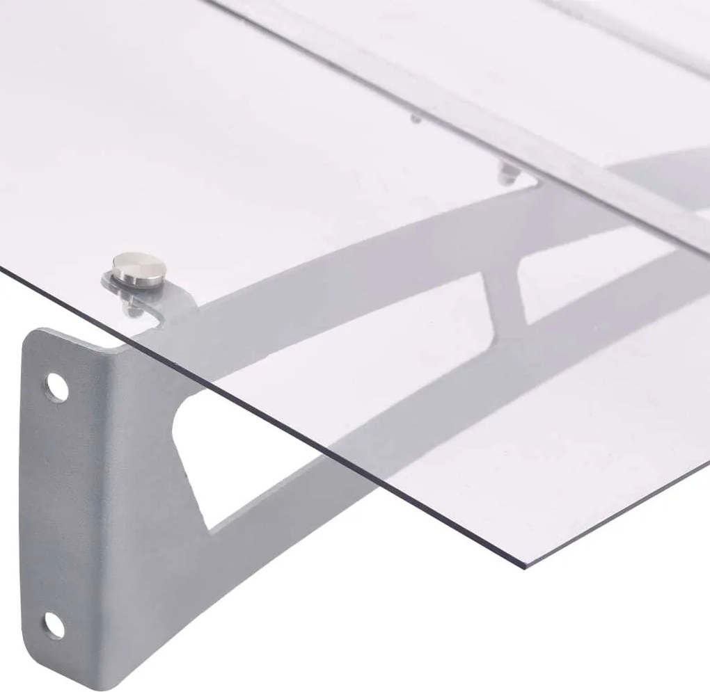 vidaXL Stříška na dveře stříbrná a průhledná 150x90 cm PET [144829]