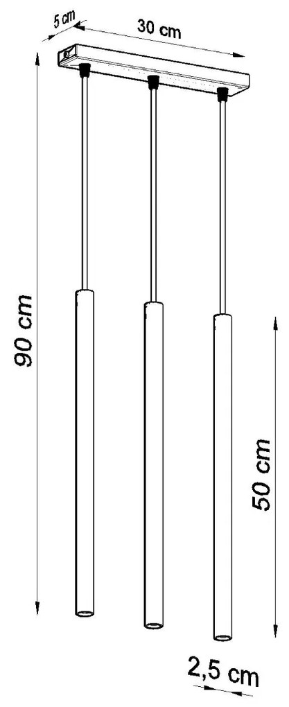 Závěsné svítidlo Pastelo, 3x černé kovové stínítko