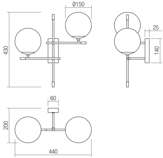 Redo 01-2947 - Nástěnné svítidlo ESSENTIAL 2xE14/28W/230V