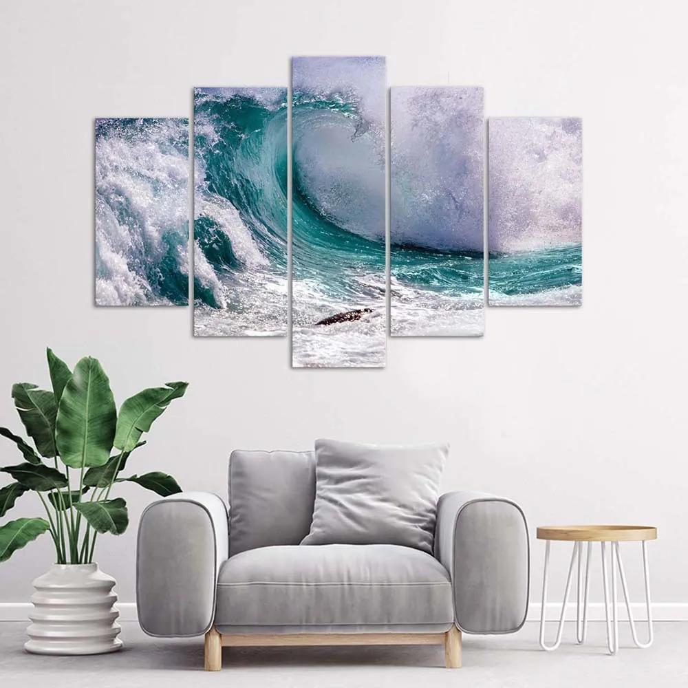 Gario Obraz na plátně Frothy wave - 5 dílný Rozměry: 100 x 70 cm