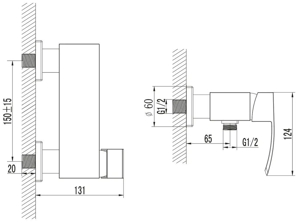 Sapho, GINKO nástěnná sprchová baterie, černá matná, 1101-11B