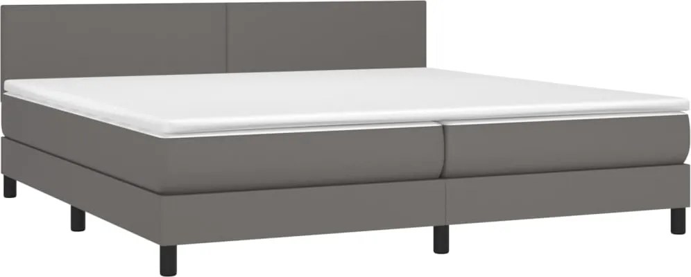 Box spring postel s matrací šedá 200x200 cm umělá kůže 3141027