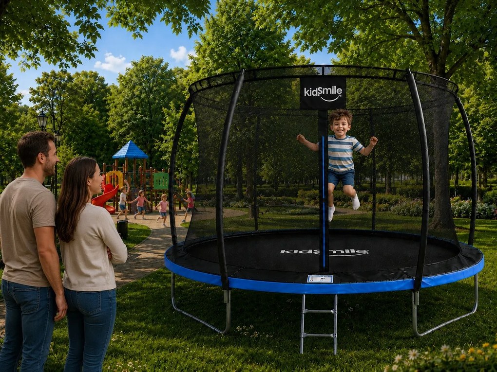 TRENDIE Trampolína s vnitřní sítí 312 cm modrá + žebřík