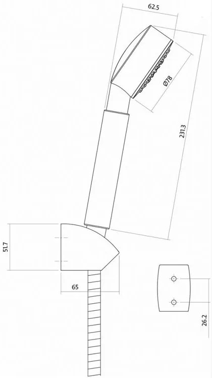 Cersanit ATON, Set ruční sprcha se sprchovou hadicí a 1-bodovým držákem sprchy, Chrom, S951-024