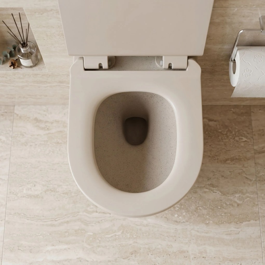 Rea Carlo, závěsná WC mísa + WC sedátko, Tornado technologie, béžová-imitace kamene, REA-C0362