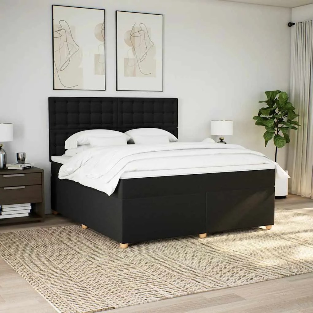Box spring postel s matrací černá 180x200 cm textil 3293675