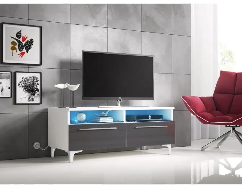 TV stolek Cleo VI-W, Barva: bílý / šedý lesk