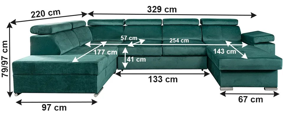 Kondela Sedací souprava, smaragdová, pravá, LAMORA U
