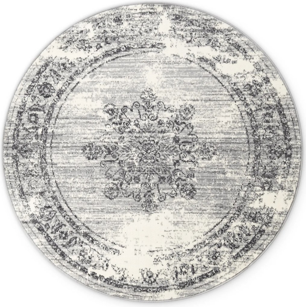 Hanse Home, Kusový koberec Gloria Lydia 106254 Creme Grey kruh, 160x160 (průměr) kruh, šedá, chodba / předsíň