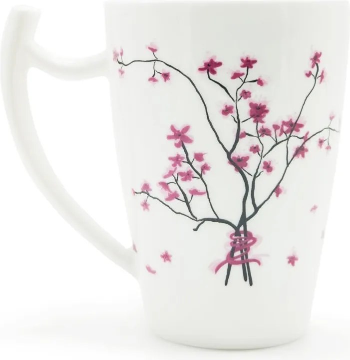 Porcelánový hrnek Sakura, 500 ml – jemný květinový motiv, s detailem uvnitř