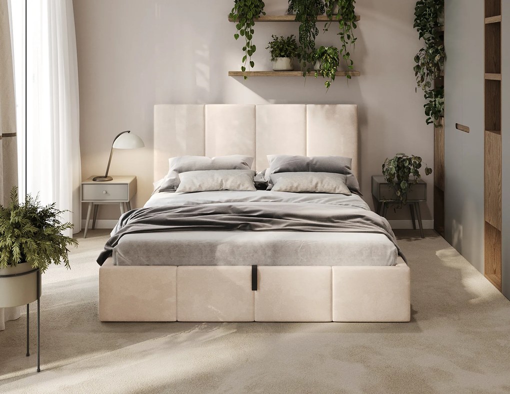 ComfortMatrace Čalouněná postel se zvedacím roštem a úložným prostorem Valencia Barva: Starorůžová/Dusty Pink, Rozměr: 160x200 cm, Výška čela u hlavy: 88 cm