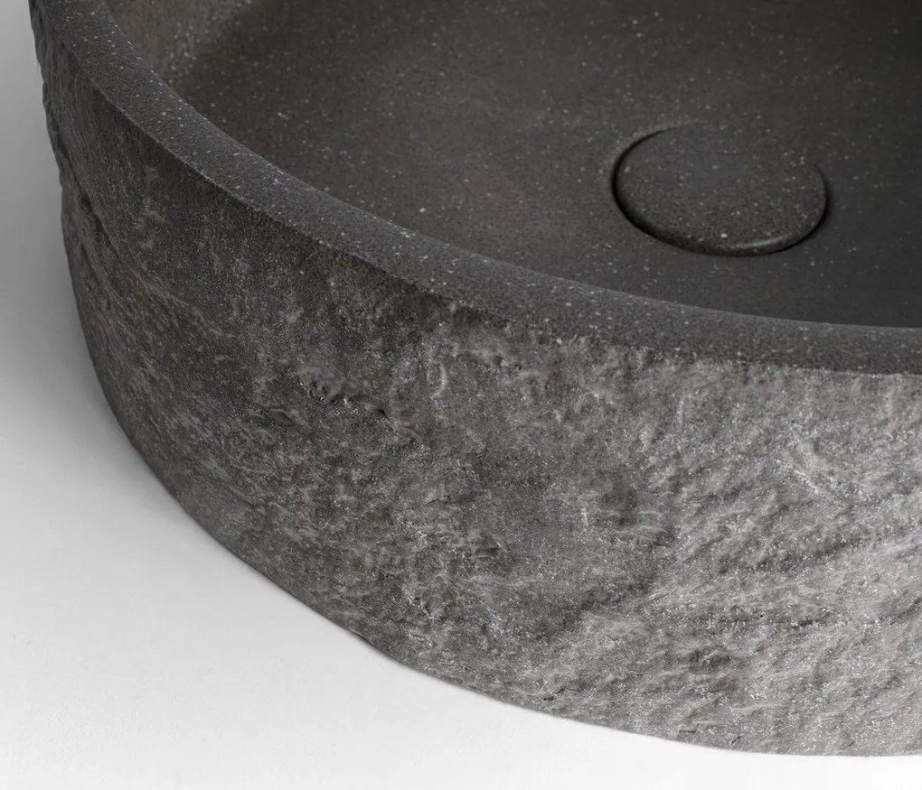 Sapho Sapho, ISPIR betonové umyvadlo včetně odtoku, 40cm, černý granit, AR476