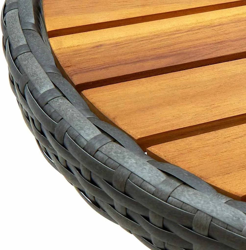 Čajový stolek šedý 60 cm polyratan a masivní akácie 316510