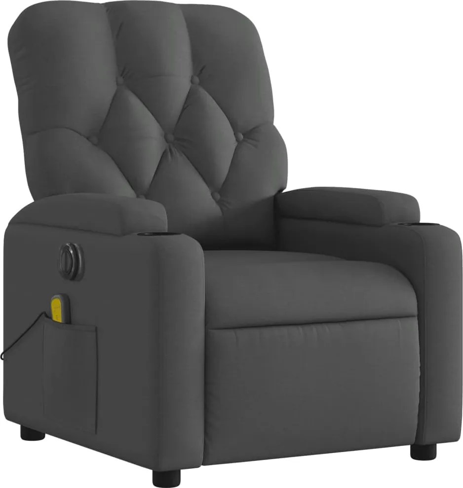Elektrické masážní polohovací křeslo tmavě šedé textil 3204699
