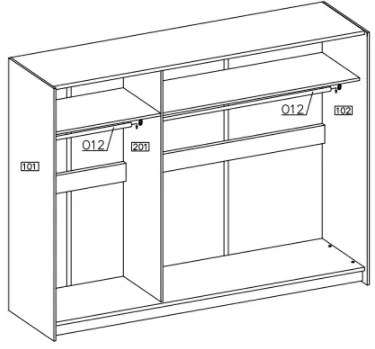Moderní šatní skřín Horacio 150cm, bílá + zrcadlo