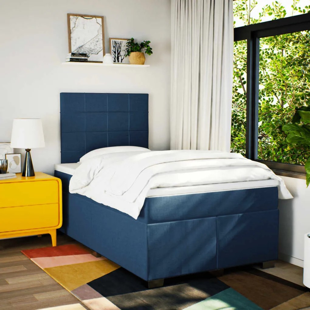 Box spring postel s matrací modrá 120x200 cm textil 3292761