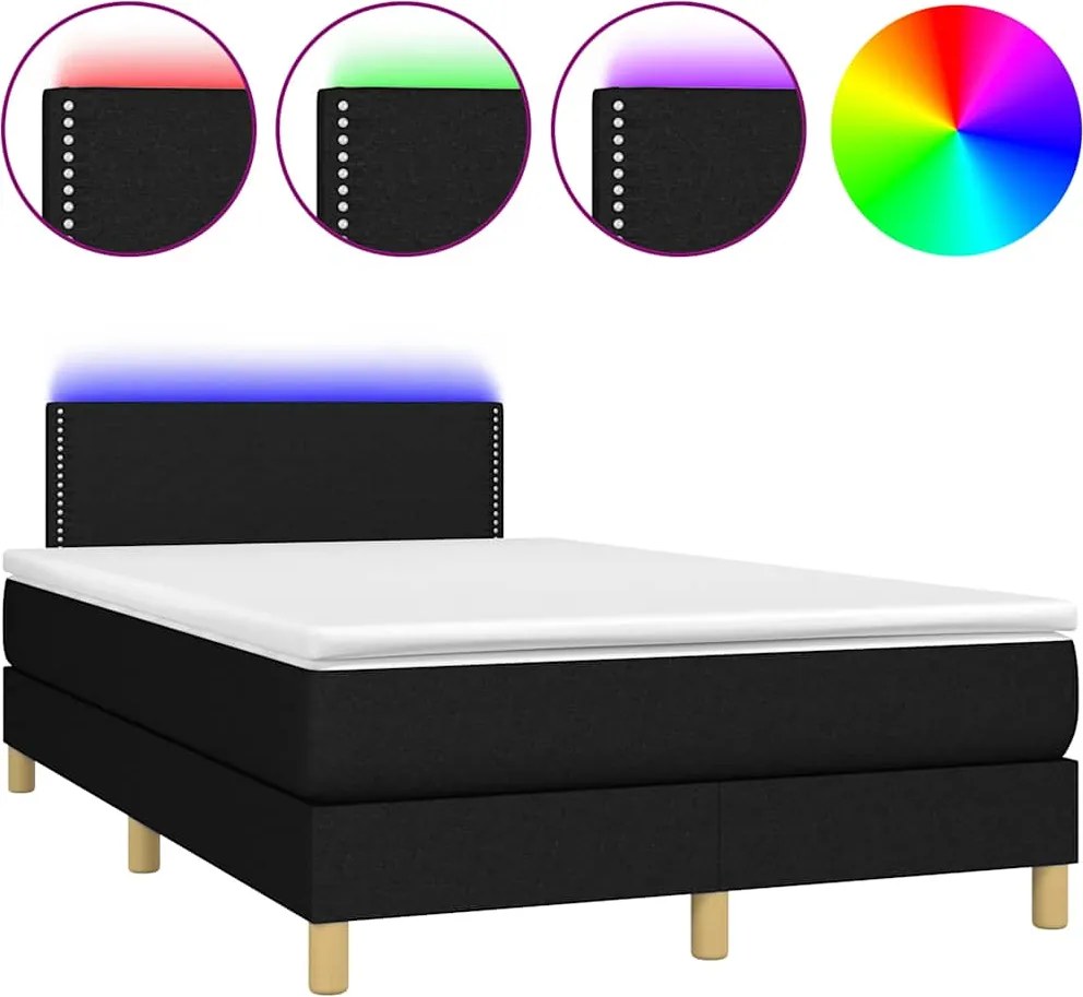 Box spring postel s matrací a LED černá 120x190 cm textil 3270083