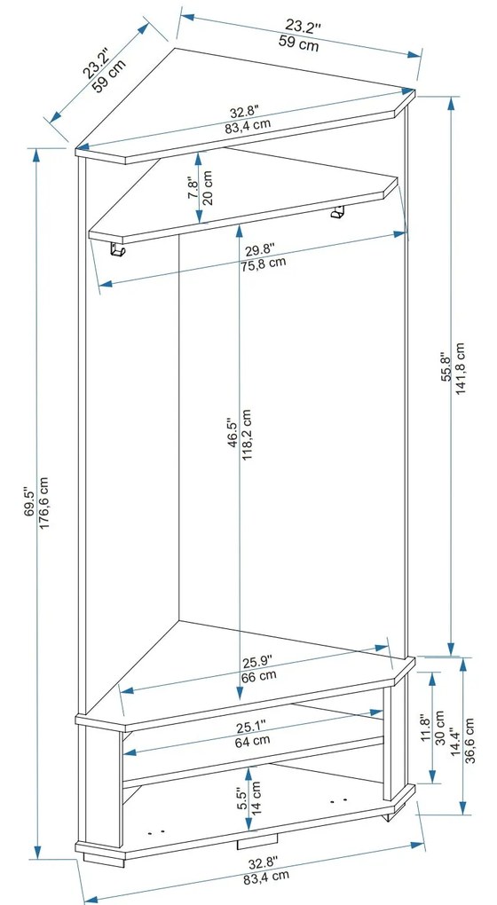 Rohová předsíňová stěna VITINA borovice atlantic/antracit