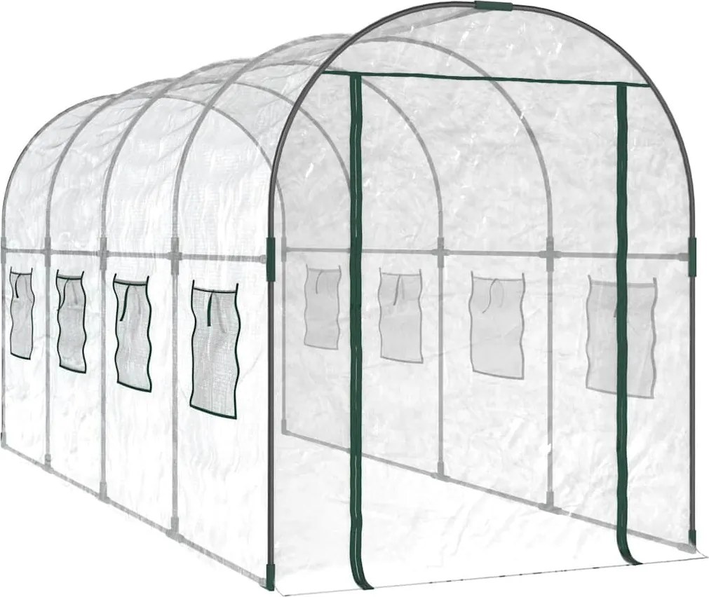 Skleník průhledný 160 x 400 x 190 cm PVC práškově lakovaná ocel 317247