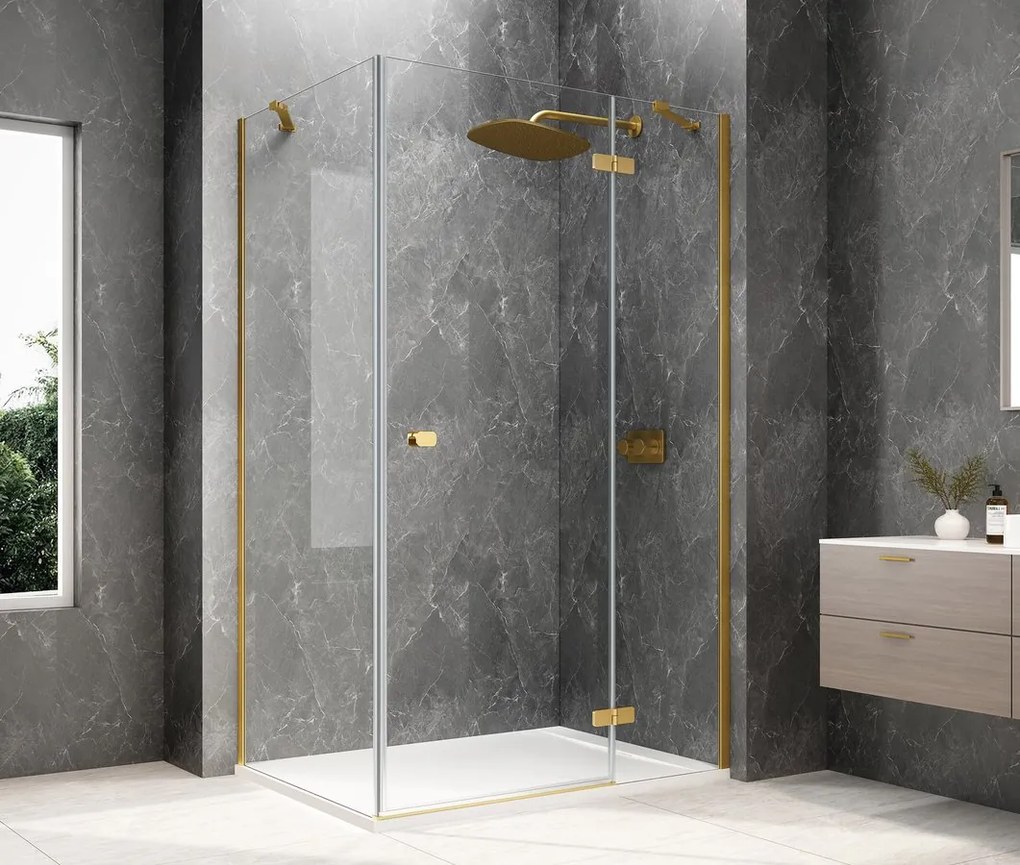 Polysan Polysan, GLOBE GOLD MATT obdélníková sprchová zástěna 1200x900mm, čiré sklo, pravé, GB1012-3315RG