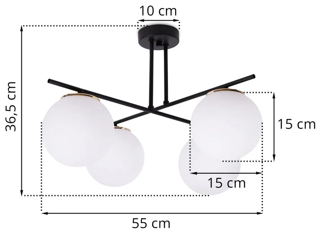 Stropní svítidlo Florence, 4x bílé skleněné stínítko, g