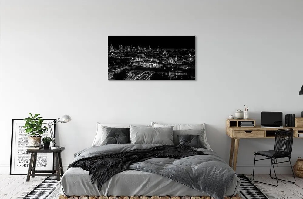 Obrazy na plátně Noční panorama Varšavy mrakodrapů 125x50 cm