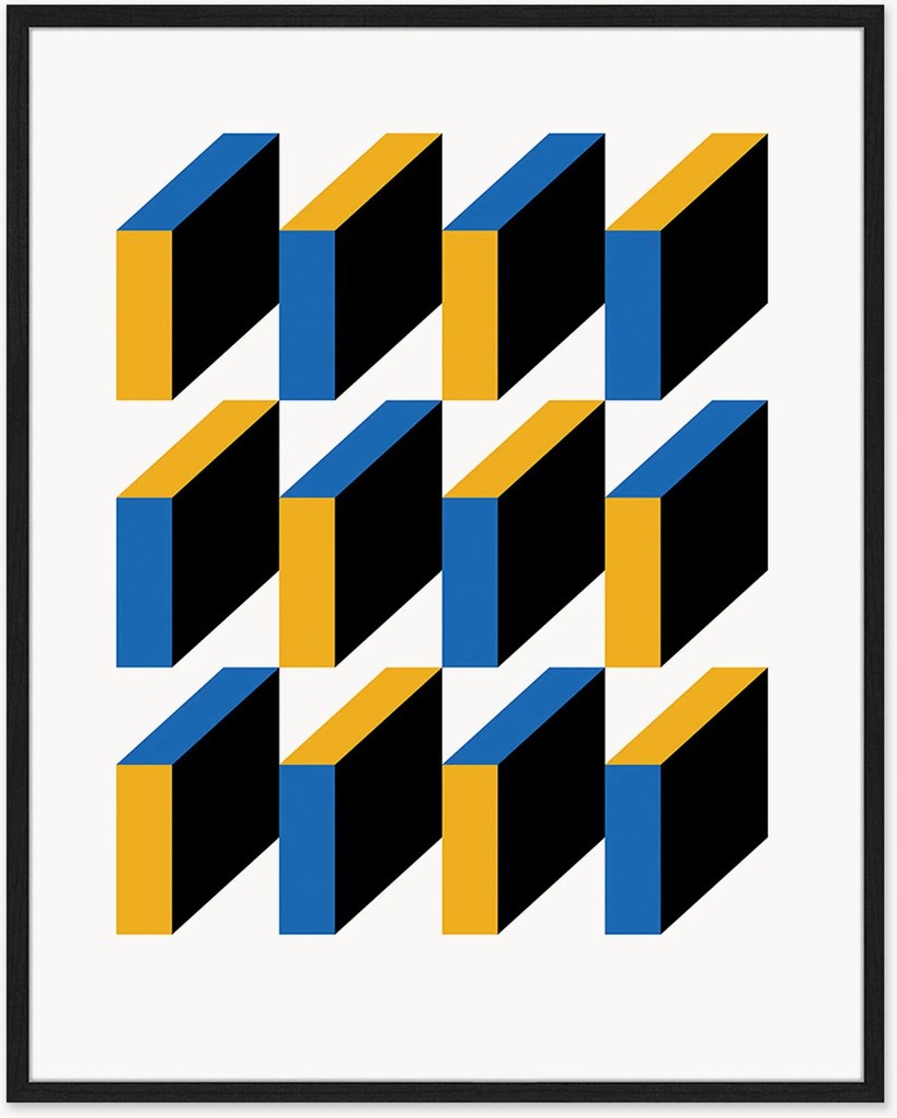Zarámovaný digitální tisk Bauhaus Abstract Squares