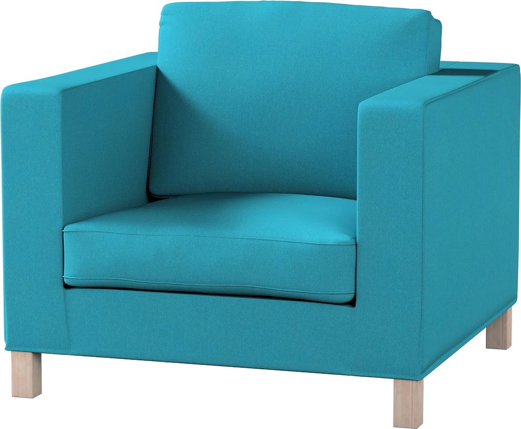 Potah na křesko IKEA Karlanda, krátký barva modrá látka pletený vzor