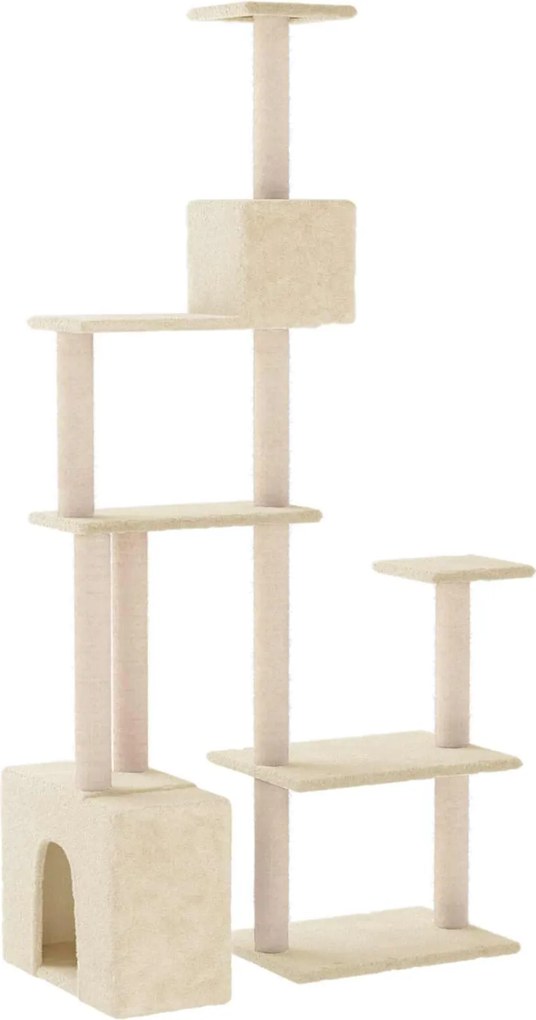 Kočičí strom se škrabacími sloupky sisal Krémová 177,5 cm 172389