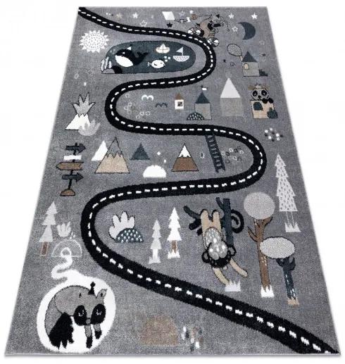 Dywany Łuszczów Dětský kusový koberec Fun Route Street animals grey - 180x270 cm