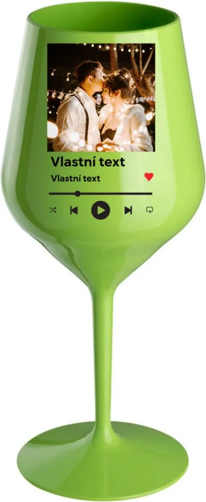 Personalizovaná nerozbitná sklenice s motivem přehrávače