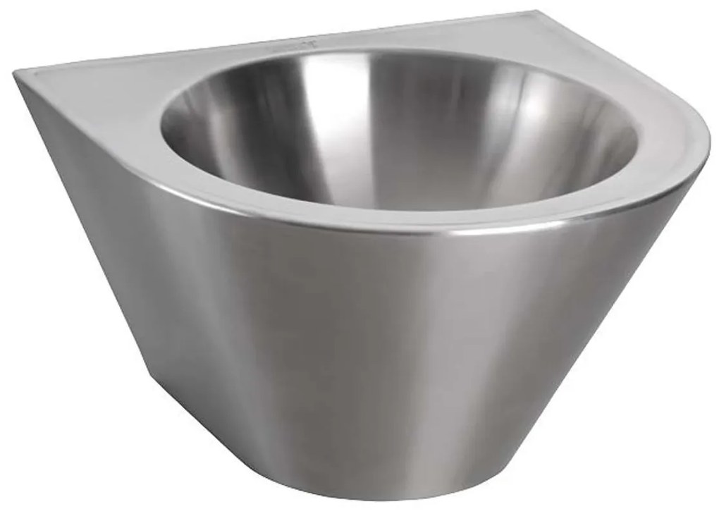 Sanela - Umyvadlo 420x410 mm, bez otvoru pro baterii, antivandal, matná nerez SLUN 22M